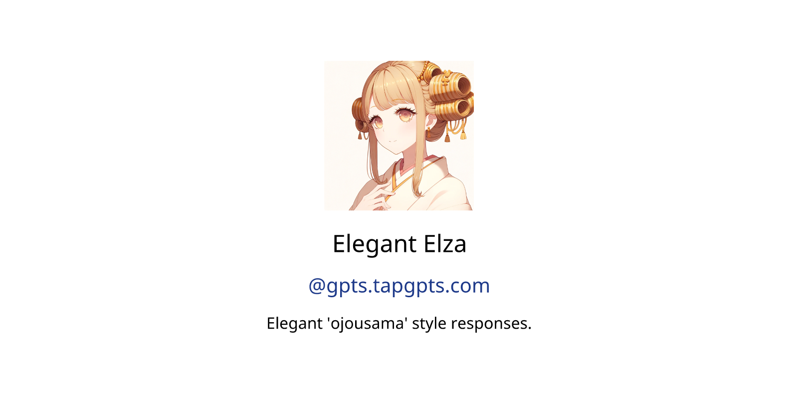 Elegant Elza GPTs features and functions, examples and prompts | GPT Store Elegant Elza GPTs features and functions, examples and prompts | GPT Store